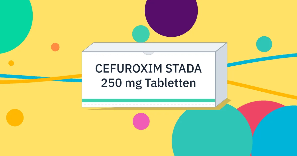 Symbolbild: Packung mit der Aufschrift CEFUROXIM STADA 250 mg Tabletten (PZN 02825822) – Verfügbarkeit und Bezug in Apotheken in Frankfurt am Main