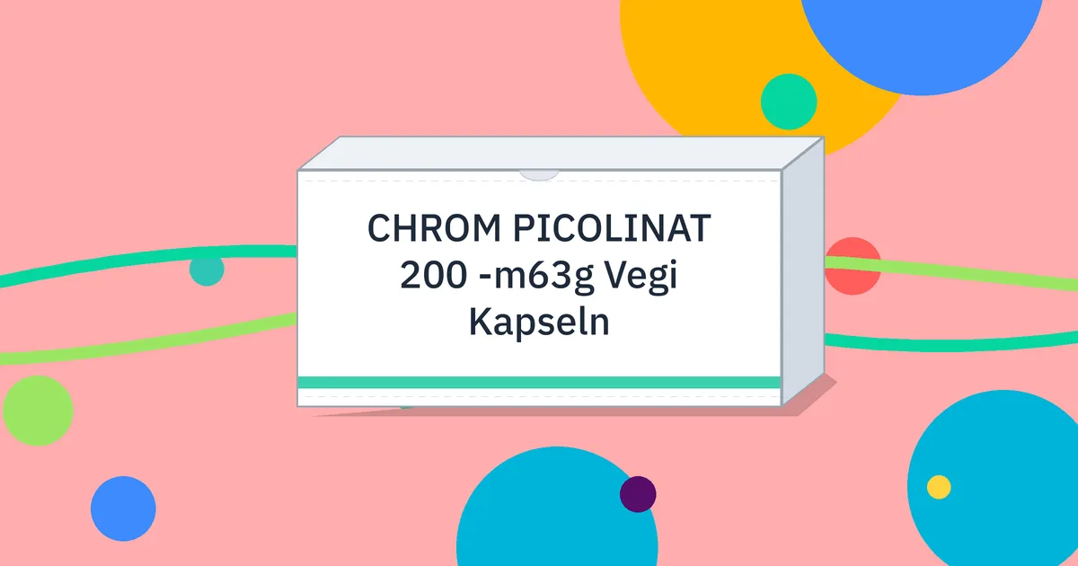 Symbolbild: Packung mit der Aufschrift CHROM PICOLINAT 200 -m63g Vegi Kapseln (PZN 15245658) – Verfügbarkeit und Bezug in Apotheken in Frankfurt am Main