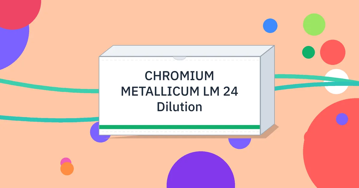 Symbolbild: Packung mit der Aufschrift CHROMIUM METALLICUM LM 24 Dilution (PZN 12817947) – Verfügbarkeit und Bezug in Apotheken in Frankfurt am Main