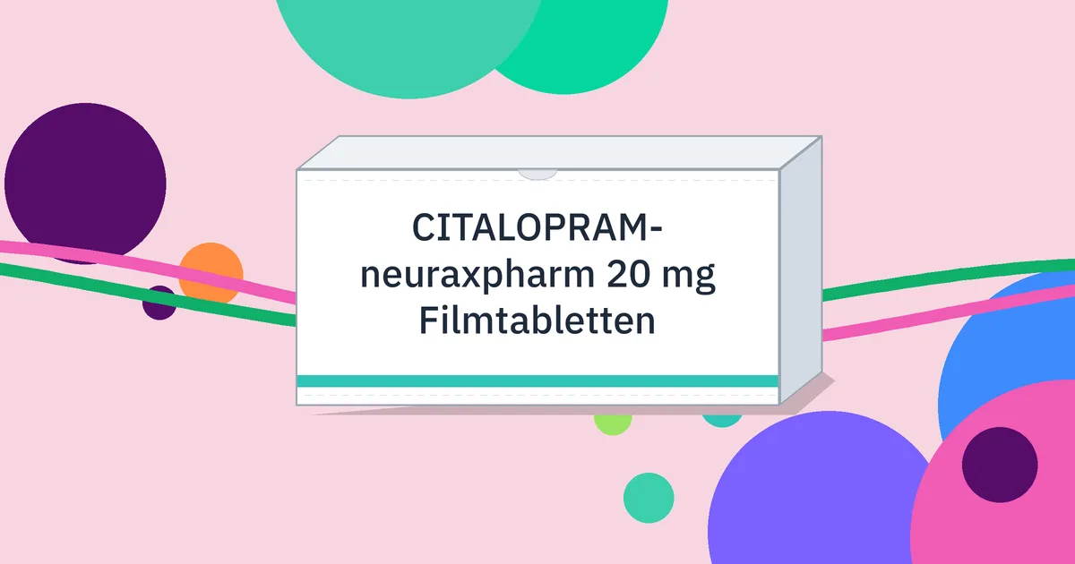 Symbolbild: Packung mit der Aufschrift CITALOPRAM-neuraxpharm 20 mg Filmtabletten (PZN 02136330) – Verfügbarkeit und Bezug in Apotheken in Frankfurt am Main