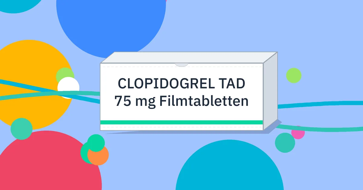 Symbolbild: Packung mit der Aufschrift CLOPIDOGREL TAD 75 mg Filmtabletten (PZN 09191556) – Verfügbarkeit und Bezug in Apotheken in Frankfurt am Main