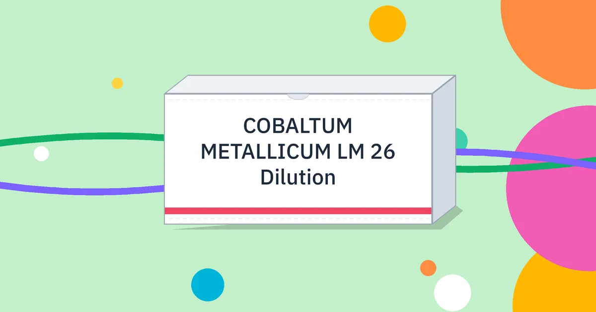 Symbolbild: Packung mit der Aufschrift COBALTUM METALLICUM LM 26 Dilution (PZN 12823296) – Verfügbarkeit und Bezug in Apotheken in Frankfurt am Main