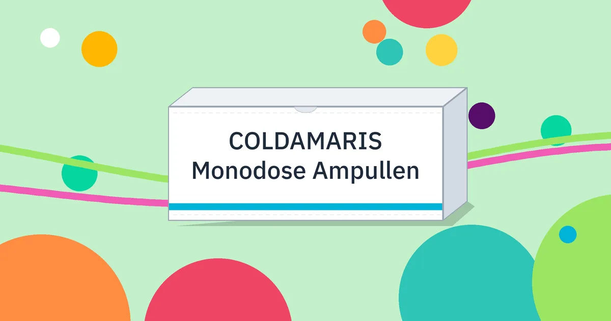 Symbolbild: Packung mit der Aufschrift COLDAMARIS Monodose Ampullen (PZN 20865280) – Verfügbarkeit und Bezug in Apotheken in Frankfurt am Main