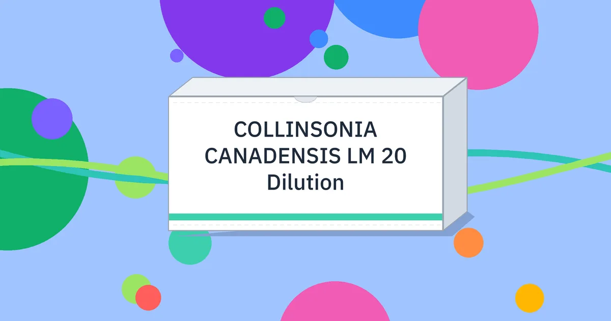 Symbolbild: Packung mit der Aufschrift COLLINSONIA CANADENSIS LM 20 Dilution (PZN 13447926) – Verfügbarkeit und Bezug in Apotheken in Frankfurt am Main
