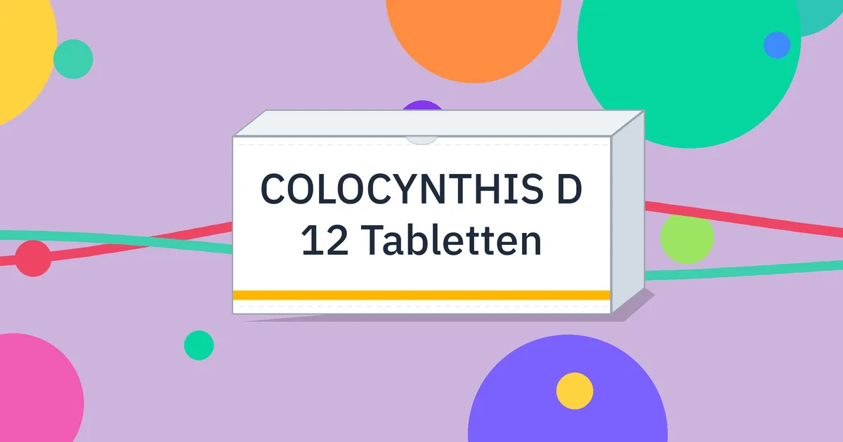 Symbolbild: Packung mit der Aufschrift COLOCYNTHIS D 12 Tabletten (PZN 02628903) – Verfügbarkeit und Bezug in Apotheken in Frankfurt am Main