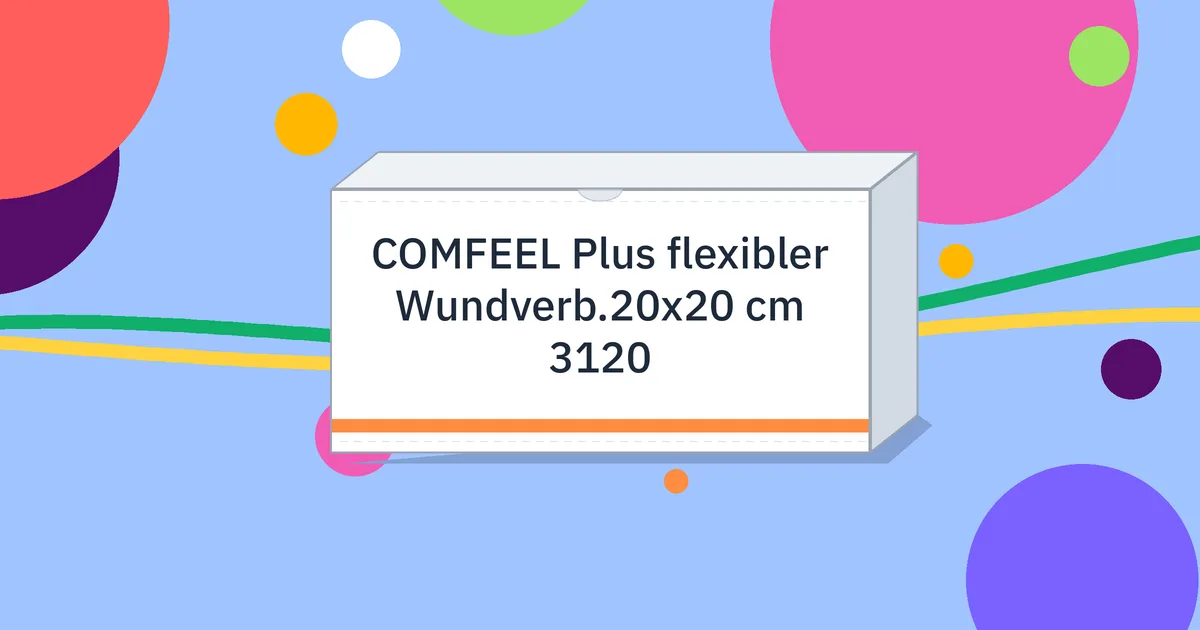 Symbolbild: Packung mit der Aufschrift COMFEEL Plus flexibler Wundverb.20x20 cm 3120 (PZN 11117047) – Verfügbarkeit und Bezug in Apotheken in Frankfurt am Main