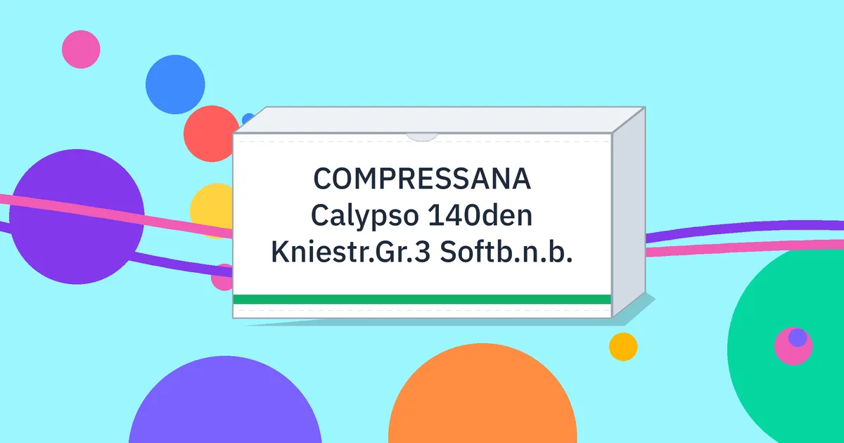 Symbolbild: Packung mit der Aufschrift COMPRESSANA Calypso 140den Kniestr.Gr.3 Softb.n.b. (PZN 11218162) – Verfügbarkeit und Bezug in Apotheken in Frankfurt am Main