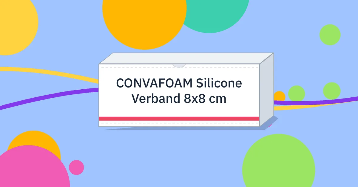 Symbolbild: Packung mit der Aufschrift CONVAFOAM Silicone Verband 8x8 cm (PZN 20125005) – Verfügbarkeit und Bezug in Apotheken in Frankfurt am Main