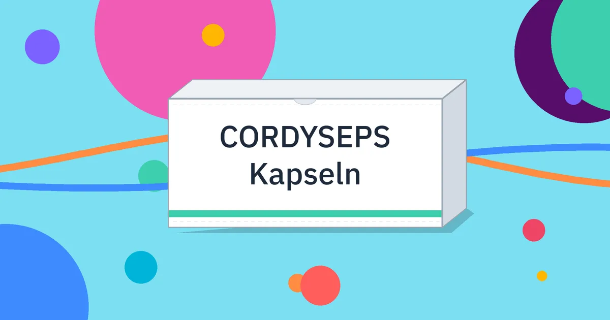 Symbolbild: Packung mit der Aufschrift CORDYSEPS Kapseln (PZN 06863972) – Verfügbarkeit und Bezug in Apotheken in Frankfurt am Main