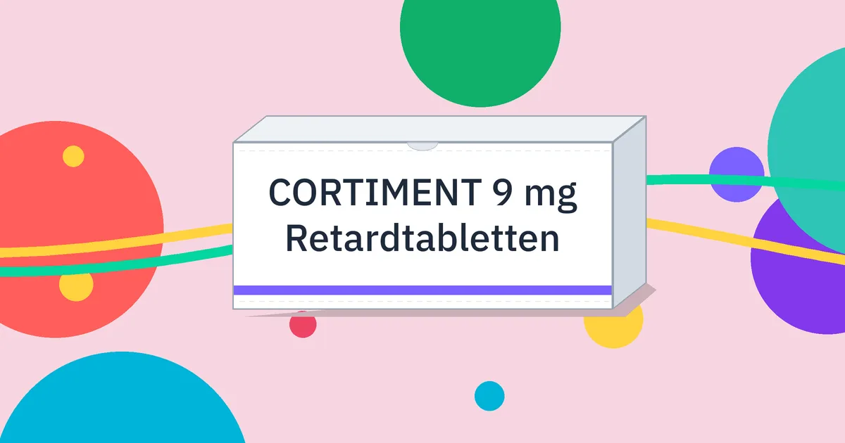 Symbolbild: Packung mit der Aufschrift CORTIMENT 9 mg Retardtabletten (PZN 13197317) – Verfügbarkeit und Bezug in Apotheken in Frankfurt am Main