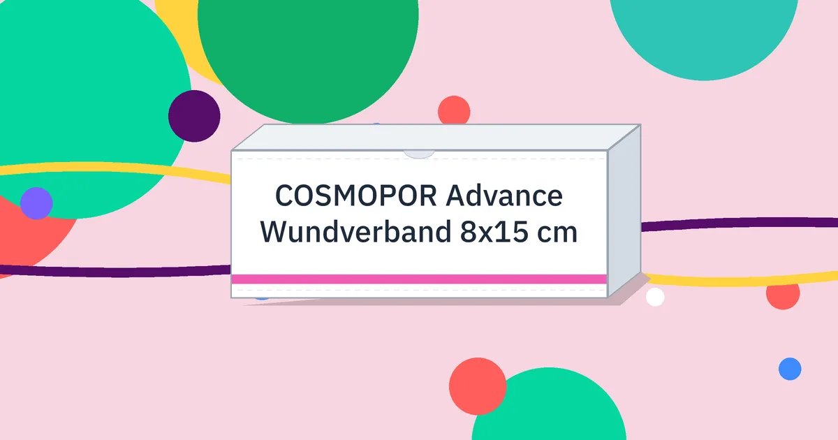Symbolbild: Packung mit der Aufschrift COSMOPOR Advance Wundverband 8x15 cm (PZN 06941608) – Verfügbarkeit und Bezug in Apotheken in Frankfurt am Main