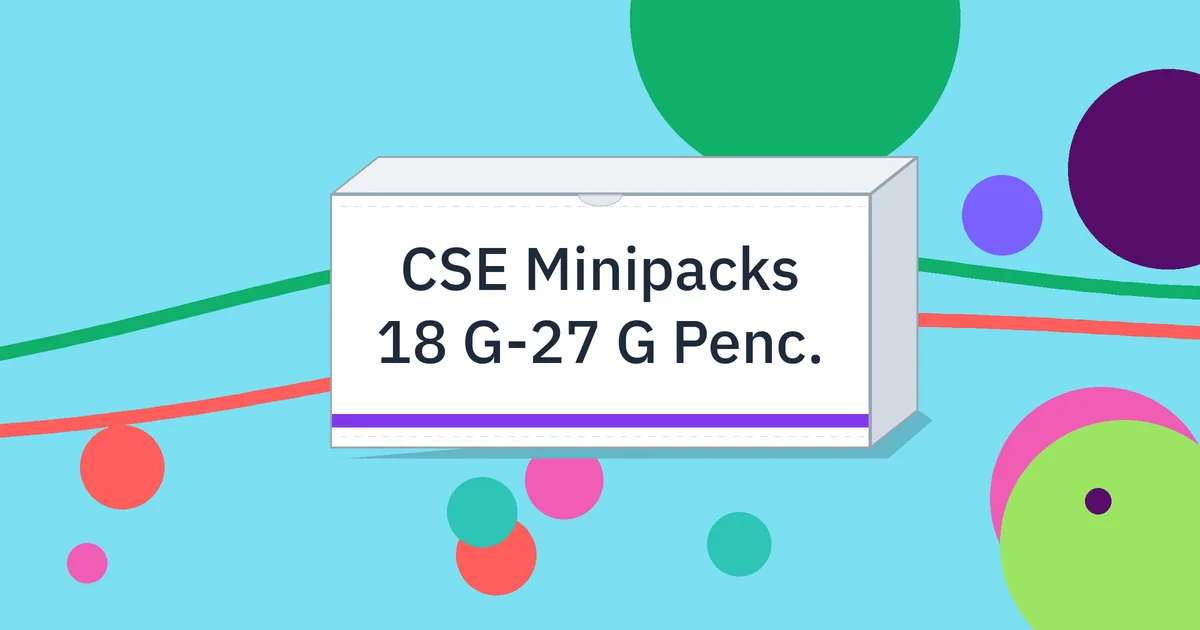 Symbolbild: Packung mit der Aufschrift CSE Minipacks 18 G-27 G Penc. (PZN 09216026) – Verfügbarkeit und Bezug in Apotheken in Frankfurt am Main
