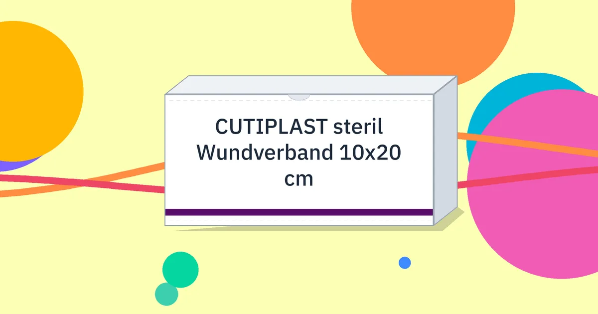 Symbolbild: Packung mit der Aufschrift CUTIPLAST steril Wundverband 10x20 cm (PZN 09680456) – Verfügbarkeit und Bezug in Apotheken in Frankfurt am Main