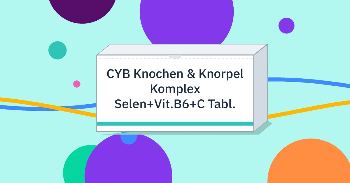 Symbolbild: Packung mit der Aufschrift CYB Knochen & Knorpel Komplex Selen+Vit.B6+C Tabl. (PZN 18492593) – Verfügbarkeit und Bezug in Apotheken in Frankfurt am Main
