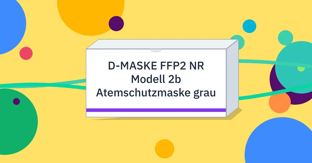 Symbolbild: Packung mit der Aufschrift D-MASKE FFP2 NR Modell 2b Atemschutzmaske grau (PZN 18401886) – Verfügbarkeit und Bezug in Apotheken in Frankfurt am Main