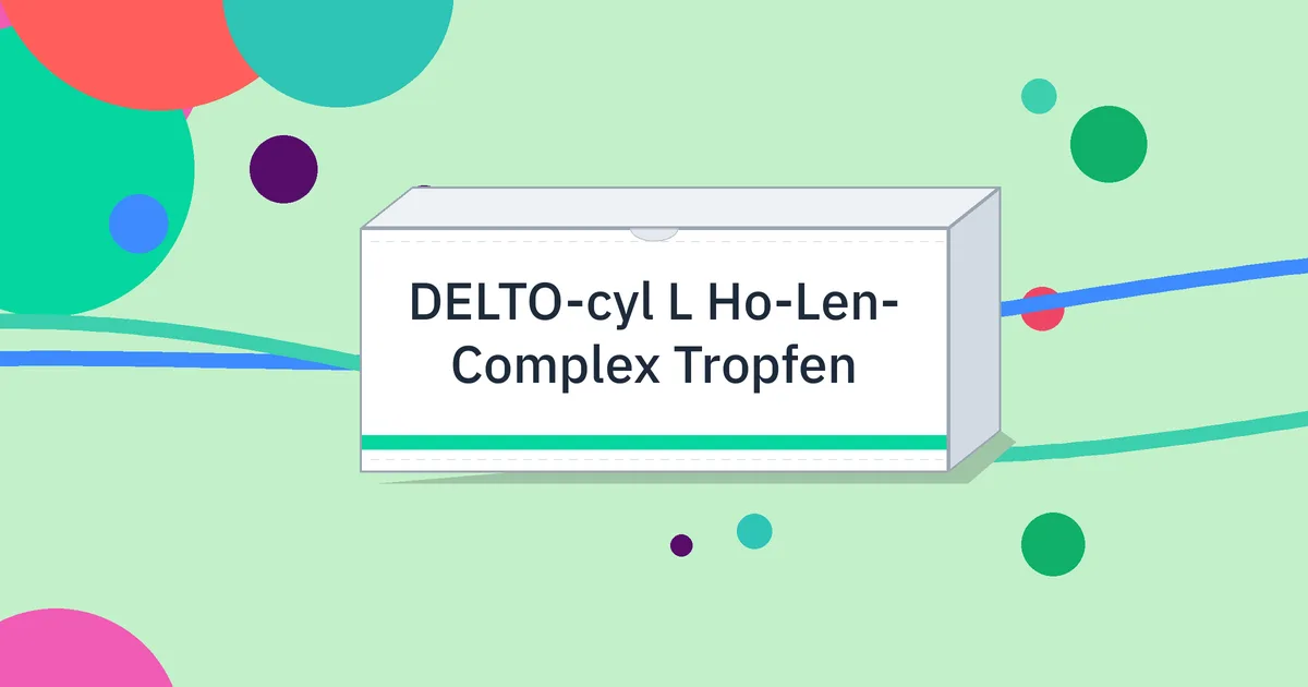 Symbolbild: Packung mit der Aufschrift DELTO-cyl L Ho-Len-Complex Tropfen (PZN 07186752) – Verfügbarkeit und Bezug in Apotheken in Frankfurt am Main