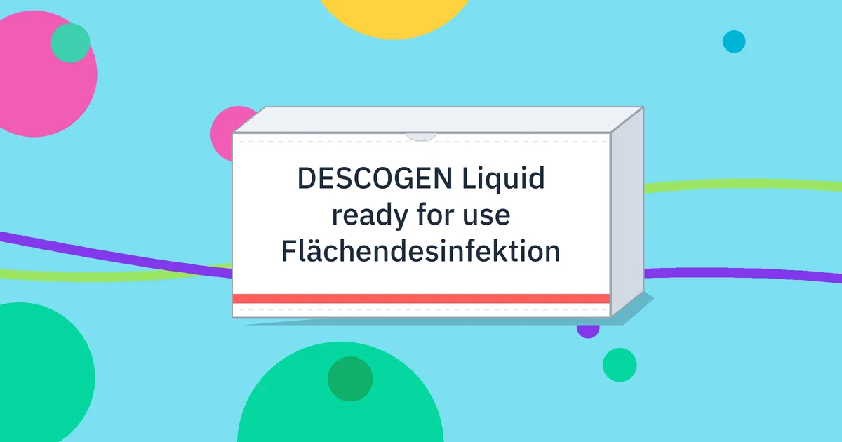 Symbolbild: Packung mit der Aufschrift DESCOGEN Liquid ready for use Flächendesinfektion (PZN 11368453) – Verfügbarkeit und Bezug in Apotheken in Frankfurt am Main