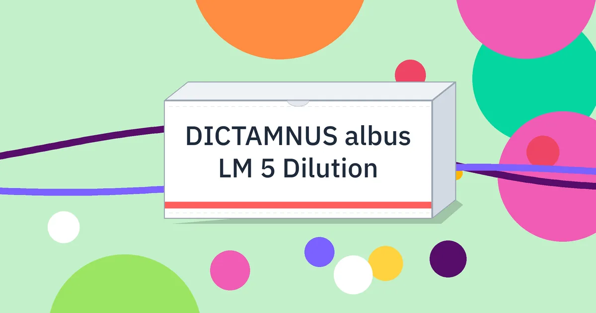 Symbolbild: Packung mit der Aufschrift DICTAMNUS albus LM 5 Dilution (PZN 13464600) – Verfügbarkeit und Bezug in Apotheken in Frankfurt am Main