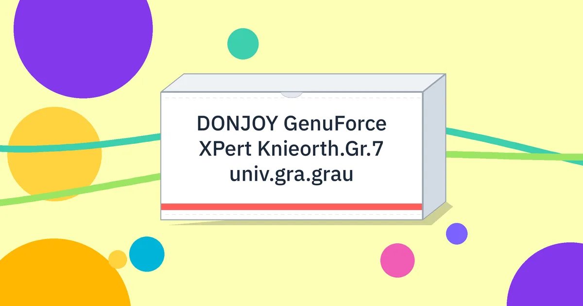 Symbolbild: Packung mit der Aufschrift DONJOY GenuForce XPert Knieorth.Gr.7 univ.gra.grau (PZN 18668891) – Verfügbarkeit und Bezug in Apotheken in Frankfurt am Main