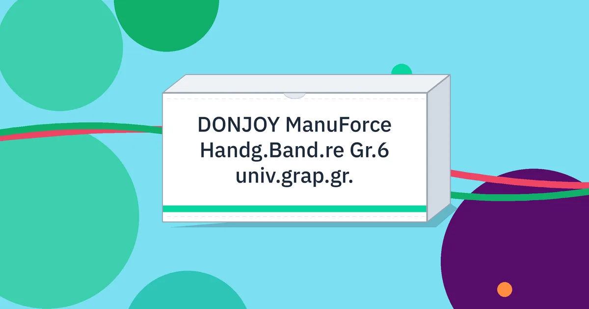 Symbolbild: Packung mit der Aufschrift DONJOY ManuForce Handg.Band.re Gr.6 univ.grap.gr. (PZN 18668425) – Verfügbarkeit und Bezug in Apotheken in Frankfurt am Main