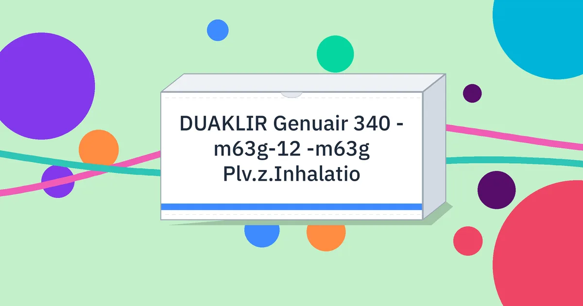 Symbolbild: Packung mit der Aufschrift DUAKLIR Genuair 340 -m63g-12 -m63g Plv.z.Inhalatio (PZN 12389859) – Verfügbarkeit und Bezug in Apotheken in Frankfurt am Main