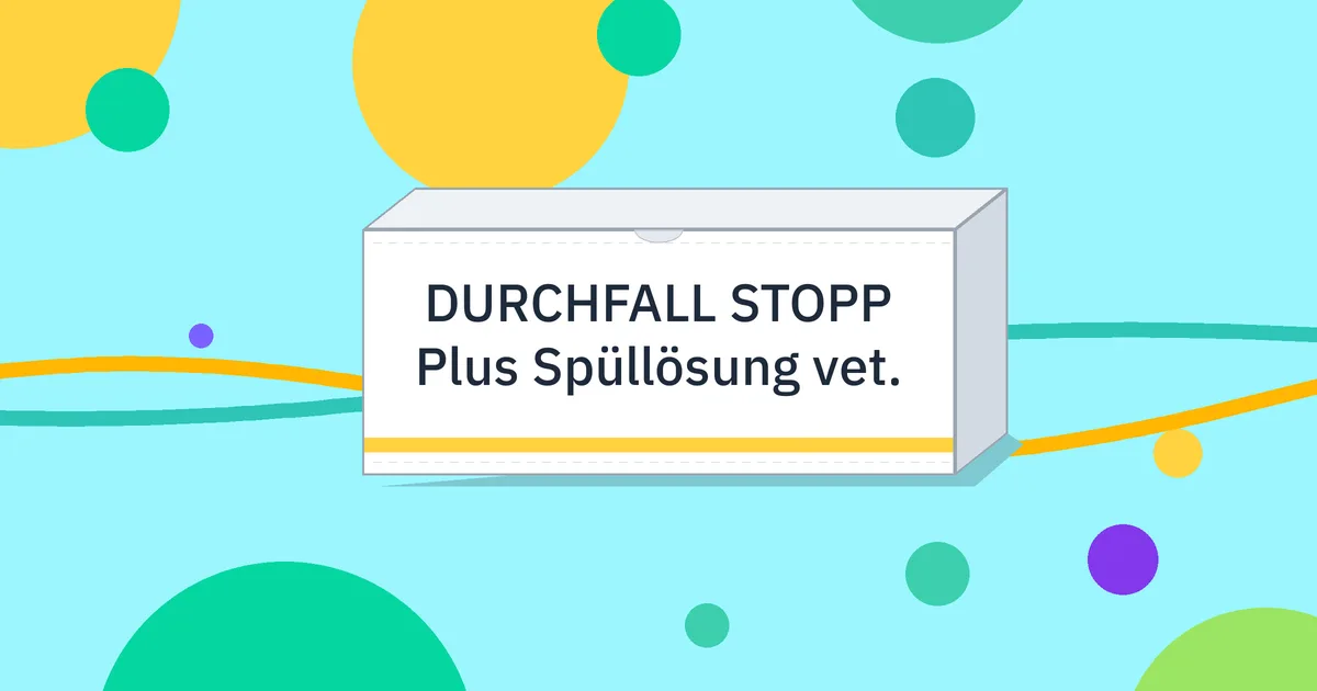 Symbolbild: Packung mit der Aufschrift DURCHFALL STOPP Plus Spüllösung vet. (PZN 18426389) – Verfügbarkeit und Bezug in Apotheken in Frankfurt am Main