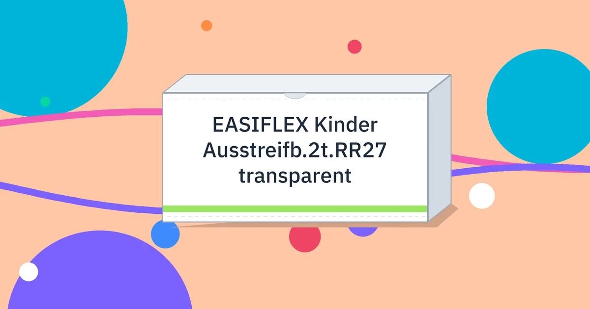 Symbolbild: Packung mit der Aufschrift EASIFLEX Kinder Ausstreifb.2t.RR27 transparent (PZN 03866680) – Verfügbarkeit und Bezug in Apotheken in Frankfurt am Main