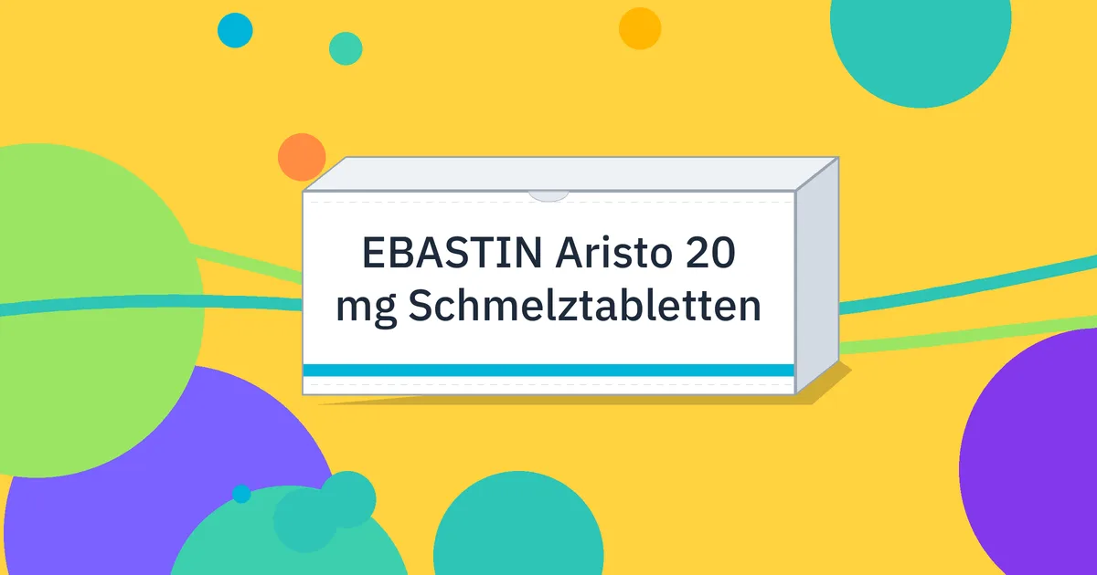 Symbolbild: Packung mit der Aufschrift EBASTIN Aristo 20 mg Schmelztabletten (PZN 10114176) – Verfügbarkeit und Bezug in Apotheken in Frankfurt am Main