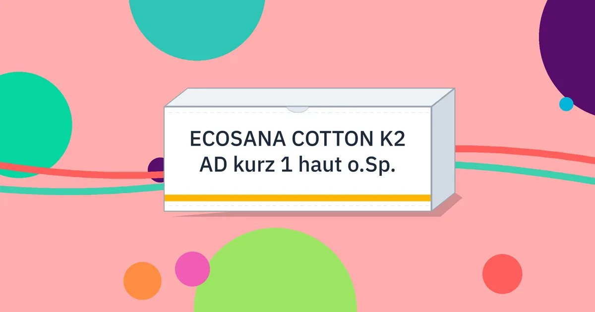 Symbolbild: Packung mit der Aufschrift ECOSANA COTTON K2 AD kurz 1 haut o.Sp. (PZN 16947233) – Verfügbarkeit und Bezug in Apotheken in Frankfurt am Main