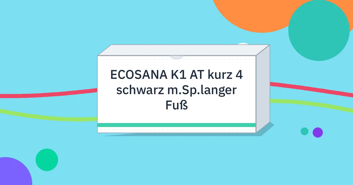 Symbolbild: Packung mit der Aufschrift ECOSANA K1 AT kurz 4 schwarz m.Sp.langer Fuß (PZN 04731775) – Verfügbarkeit und Bezug in Apotheken in Frankfurt am Main