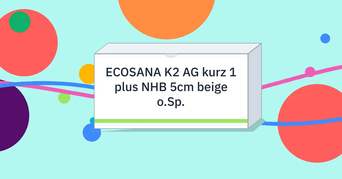 Symbolbild: Packung mit der Aufschrift ECOSANA K2 AG kurz 1 plus NHB 5cm beige o.Sp. (PZN 01373269) – Verfügbarkeit und Bezug in Apotheken in Frankfurt am Main