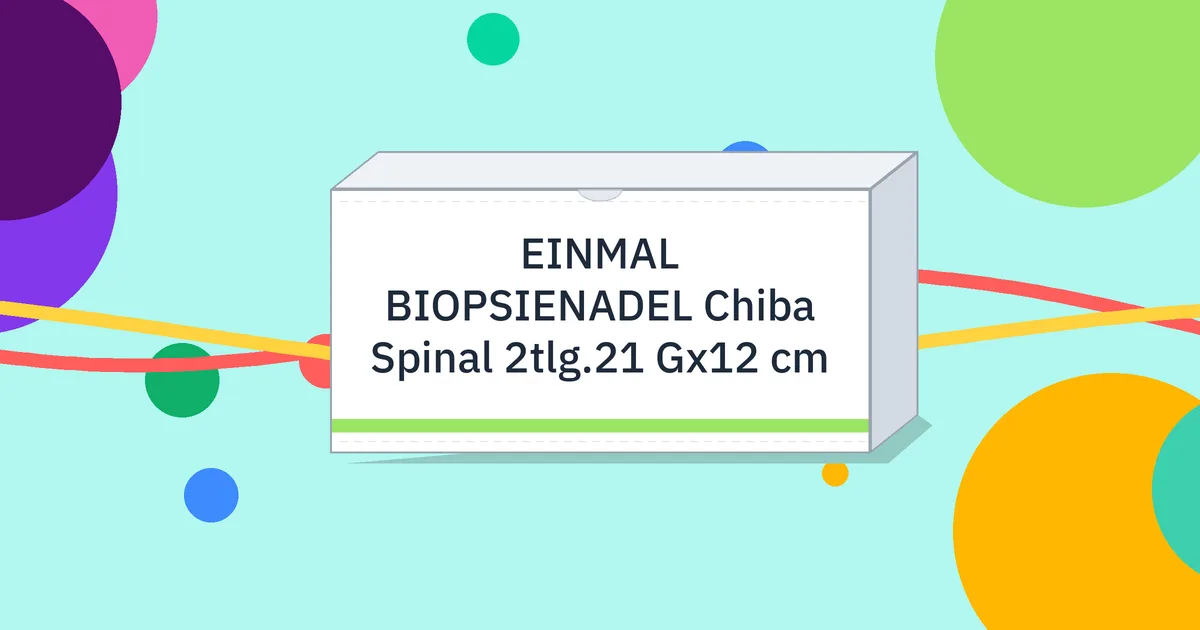 Symbolbild: Packung mit der Aufschrift EINMAL BIOPSIENADEL Chiba Spinal 2tlg.21 Gx12 cm (PZN 09101719) – Verfügbarkeit und Bezug in Apotheken in Frankfurt am Main