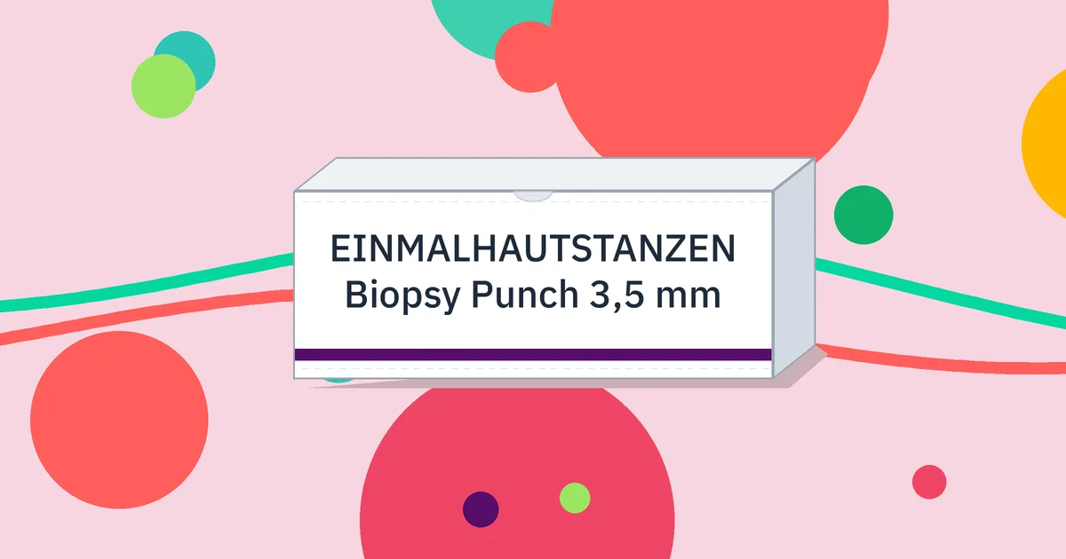 Symbolbild: Packung mit der Aufschrift EINMALHAUTSTANZEN Biopsy Punch 3,5 mm (PZN 19104162) – Verfügbarkeit und Bezug in Apotheken in Frankfurt am Main