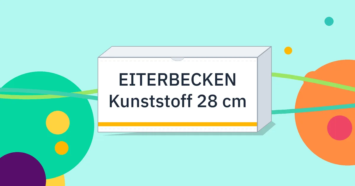 Symbolbild: Packung mit der Aufschrift EITERBECKEN Kunststoff 28 cm (PZN 01962184) – Verfügbarkeit und Bezug in Apotheken in Frankfurt am Main