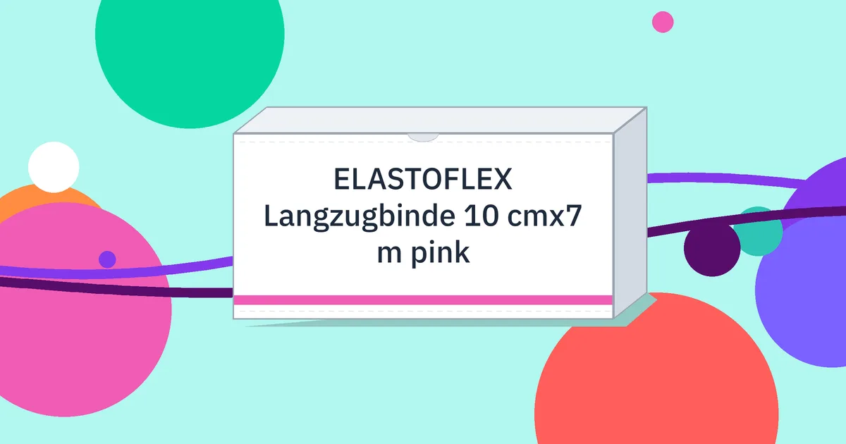 Symbolbild: Packung mit der Aufschrift ELASTOFLEX Langzugbinde 10 cmx7 m pink (PZN 12637197) – Verfügbarkeit und Bezug in Apotheken in Frankfurt am Main