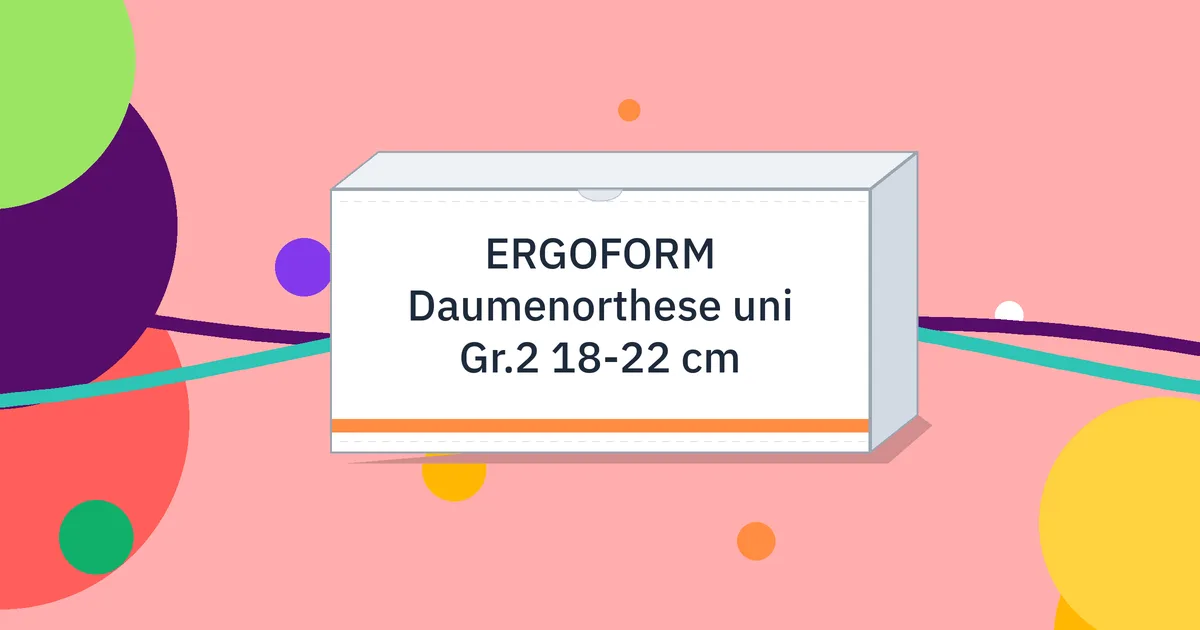 Symbolbild: Packung mit der Aufschrift ERGOFORM Daumenorthese uni Gr.2 18-22 cm (PZN 15608693) – Verfügbarkeit und Bezug in Apotheken in Frankfurt am Main