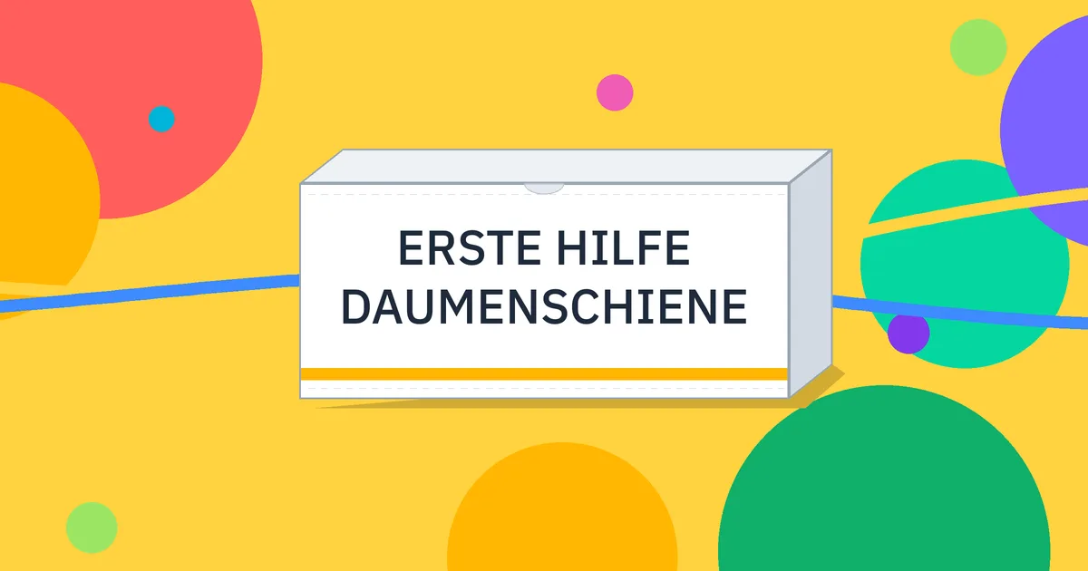 Symbolbild: Packung mit der Aufschrift ERSTE HILFE DAUMENSCHIENE (PZN 03387324) – Verfügbarkeit und Bezug in Apotheken in Frankfurt am Main