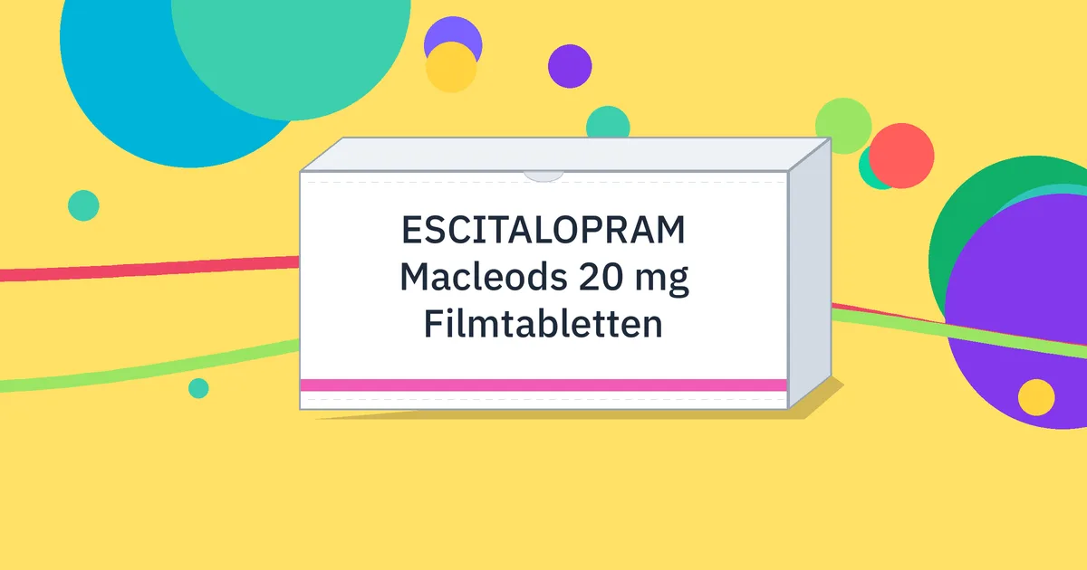 Symbolbild: Packung mit der Aufschrift ESCITALOPRAM Macleods 20 mg Filmtabletten (PZN 18275536) – Verfügbarkeit und Bezug in Apotheken in Frankfurt am Main