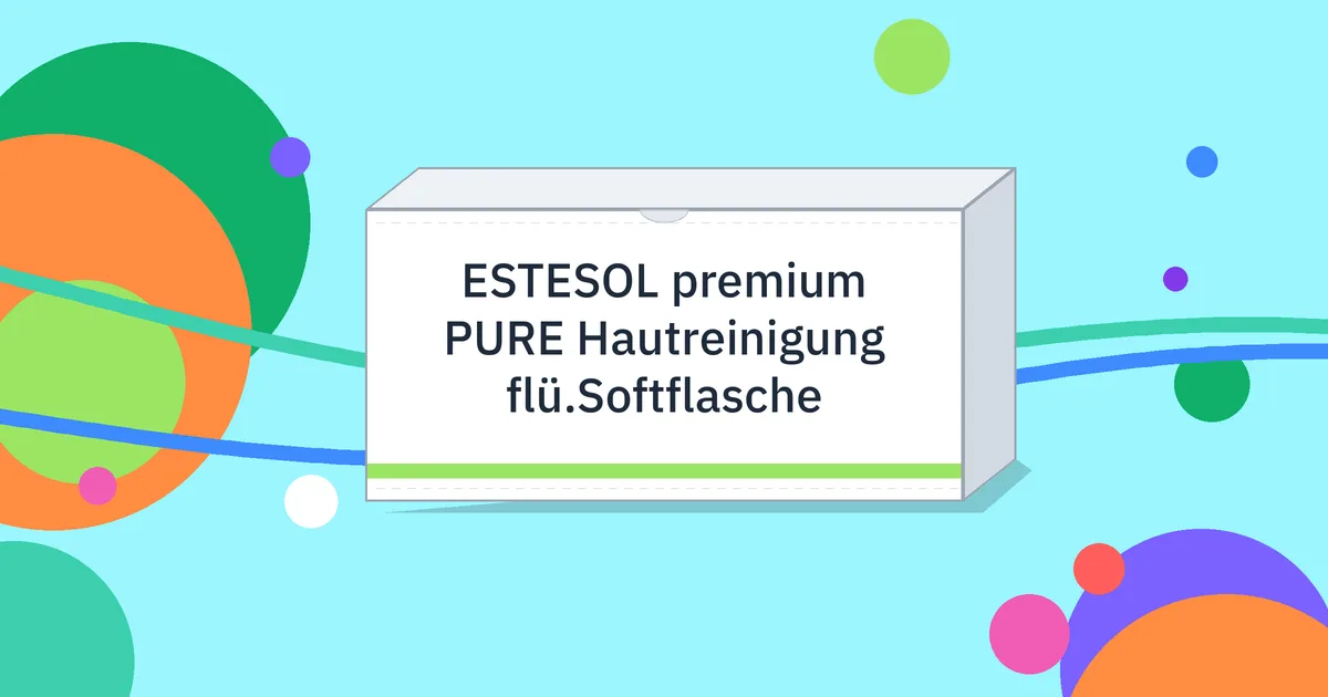 Symbolbild: Packung mit der Aufschrift ESTESOL premium PURE Hautreinigung flü.Softflasche (PZN 16749071) – Verfügbarkeit und Bezug in Apotheken in Frankfurt am Main