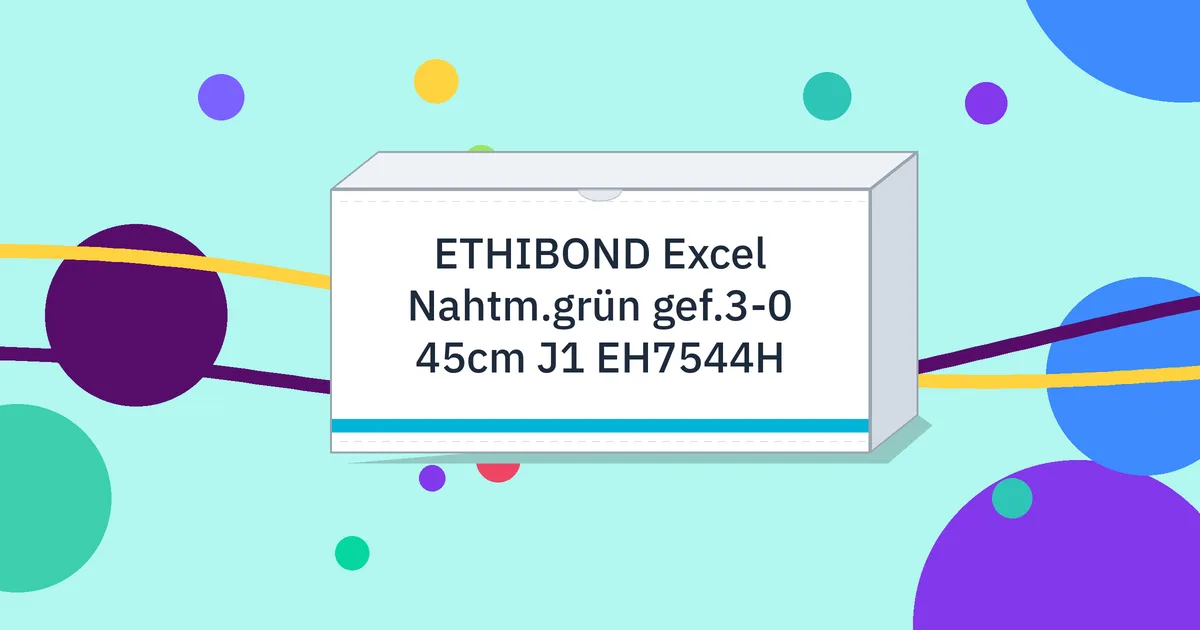Symbolbild: Packung mit der Aufschrift ETHIBOND Excel Nahtm.grün gef.3-0 45cm J1 EH7544H (PZN 16250041) – Verfügbarkeit und Bezug in Apotheken in Frankfurt am Main