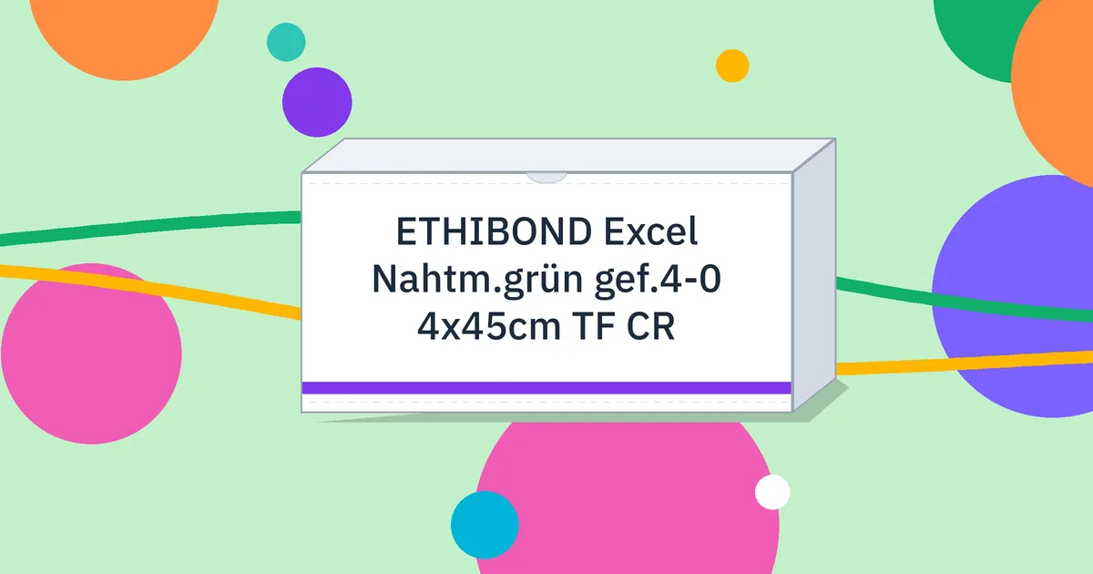 Symbolbild: Packung mit der Aufschrift ETHIBOND Excel Nahtm.grün gef.4-0 4x45cm TF CR (PZN 16777191) – Verfügbarkeit und Bezug in Apotheken in Frankfurt am Main