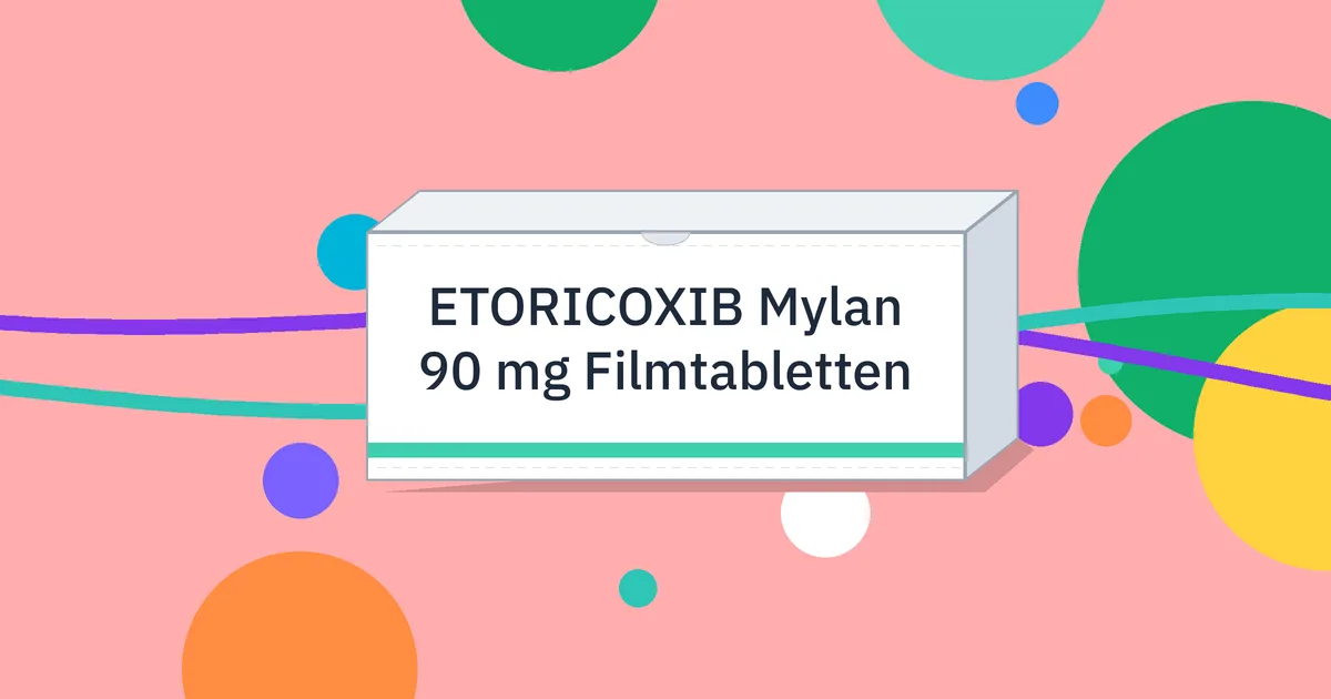 Symbolbild: Packung mit der Aufschrift ETORICOXIB Mylan 90 mg Filmtabletten (PZN 12643306) – Verfügbarkeit und Bezug in Apotheken in Frankfurt am Main