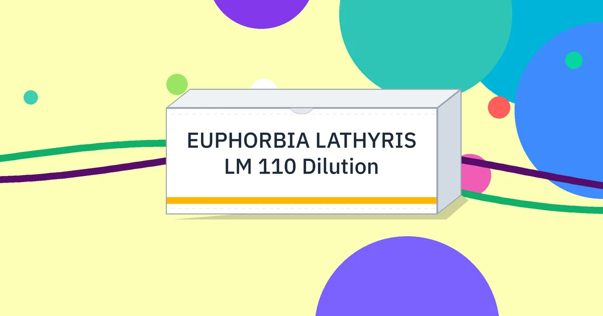 Symbolbild: Packung mit der Aufschrift EUPHORBIA LATHYRIS LM 110 Dilution (PZN 13482590) – Verfügbarkeit und Bezug in Apotheken in Frankfurt am Main