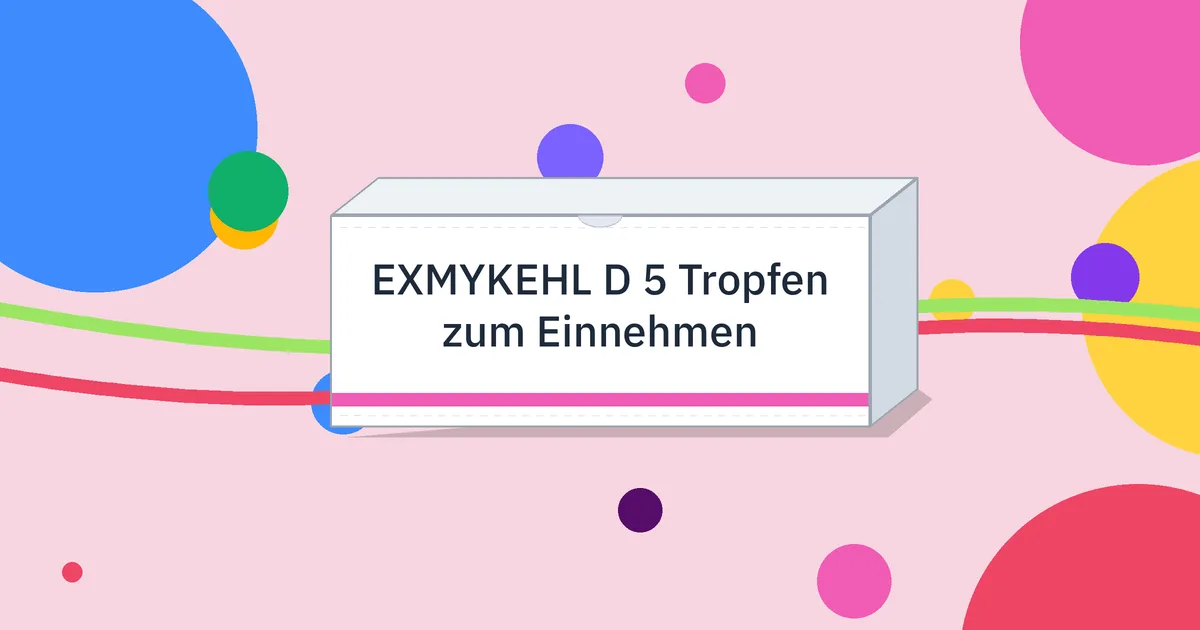 Symbolbild: Packung mit der Aufschrift EXMYKEHL D 5 Tropfen zum Einnehmen (PZN 12802615) – Verfügbarkeit und Bezug in Apotheken in Frankfurt am Main