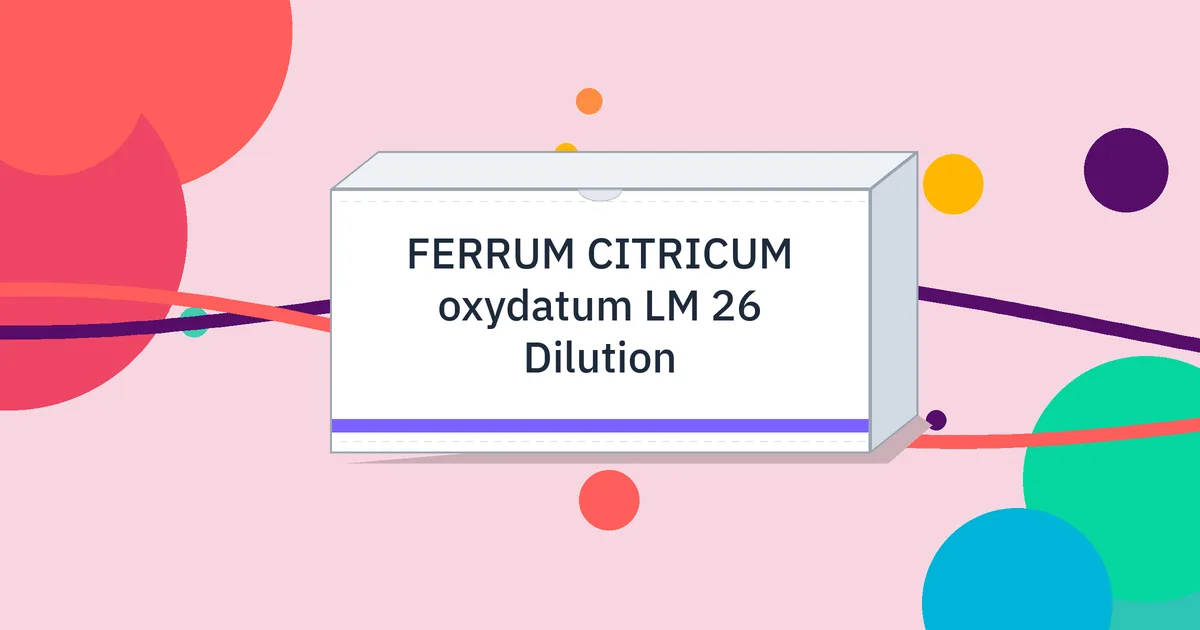 Symbolbild: Packung mit der Aufschrift FERRUM CITRICUM oxydatum LM 26 Dilution (PZN 12848600) – Verfügbarkeit und Bezug in Apotheken in Frankfurt am Main