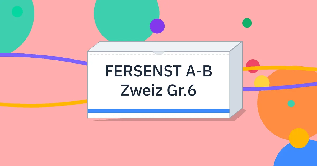 Symbolbild: Packung mit der Aufschrift FERSENST A-B Zweiz Gr.6 (PZN 01737754) – Verfügbarkeit und Bezug in Apotheken in Frankfurt am Main