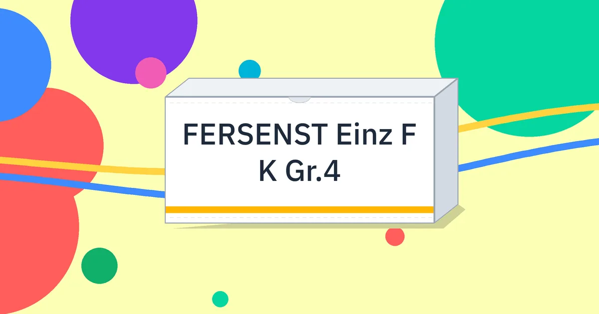 Symbolbild: Packung mit der Aufschrift FERSENST Einz F K Gr.4 (PZN 01738386) – Verfügbarkeit und Bezug in Apotheken in Frankfurt am Main