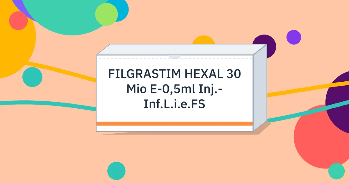 Symbolbild: Packung mit der Aufschrift FILGRASTIM HEXAL 30 Mio E-0,5ml Inj.-Inf.L.i.e.FS (PZN 07373543) – Verfügbarkeit und Bezug in Apotheken in Frankfurt am Main