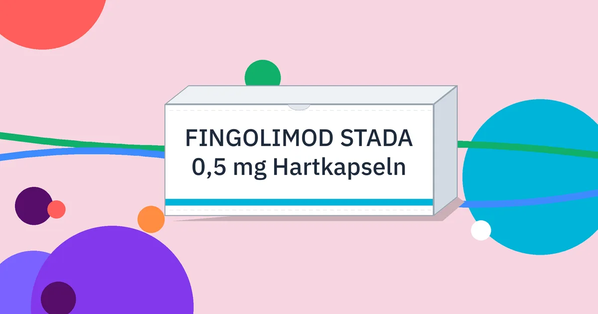 Symbolbild: Packung mit der Aufschrift FINGOLIMOD STADA 0,5 mg Hartkapseln (PZN 17592039) – Verfügbarkeit und Bezug in Apotheken in Frankfurt am Main