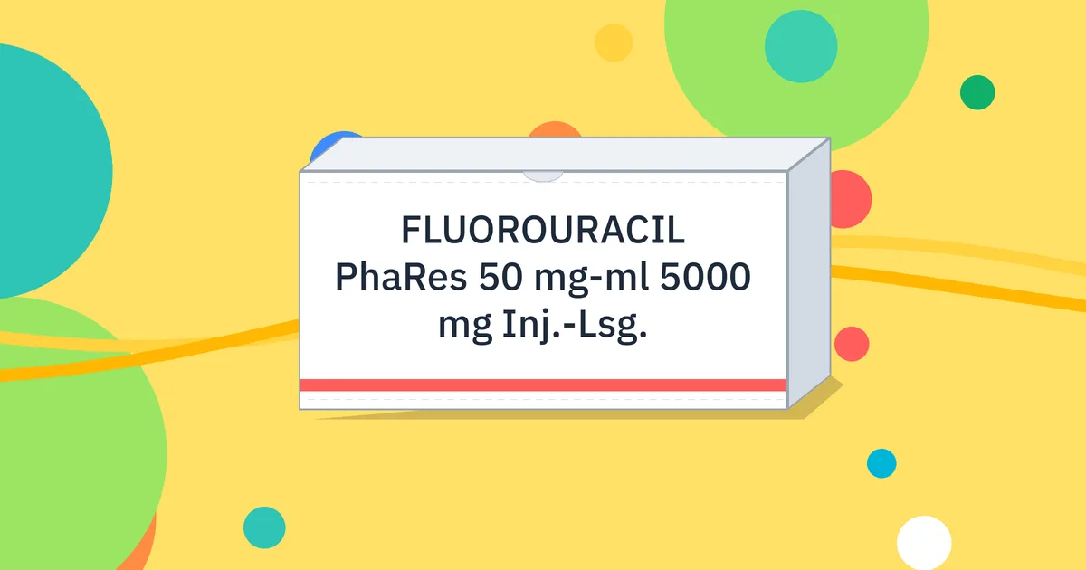 Symbolbild: Packung mit der Aufschrift FLUOROURACIL PhaRes 50 mg-ml 5000 mg Inj.-Lsg. (PZN 12476707) – Verfügbarkeit und Bezug in Apotheken in Frankfurt am Main